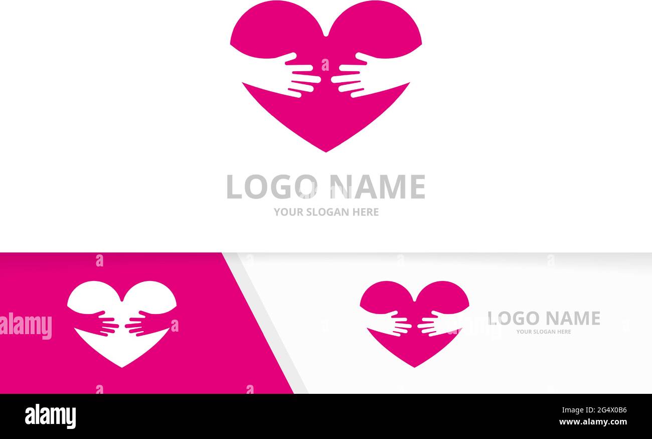 Vector heart and embrace logo combination. Unique love hands logotype ...