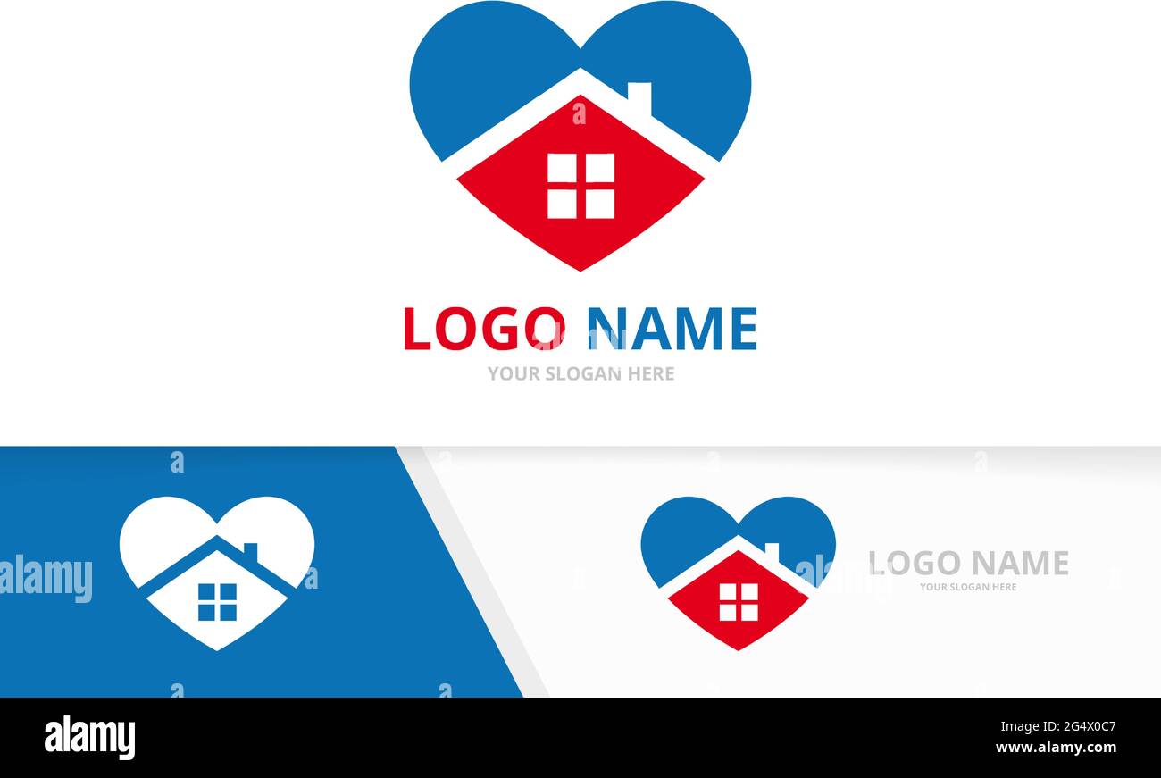 Vector heart and home logo combination. Love and house logotype design ...