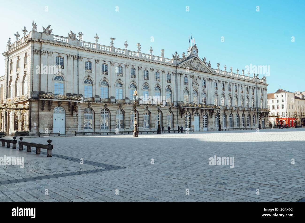 Beautiful view of Place Stanislas under a cloudless sky in Nancy ...