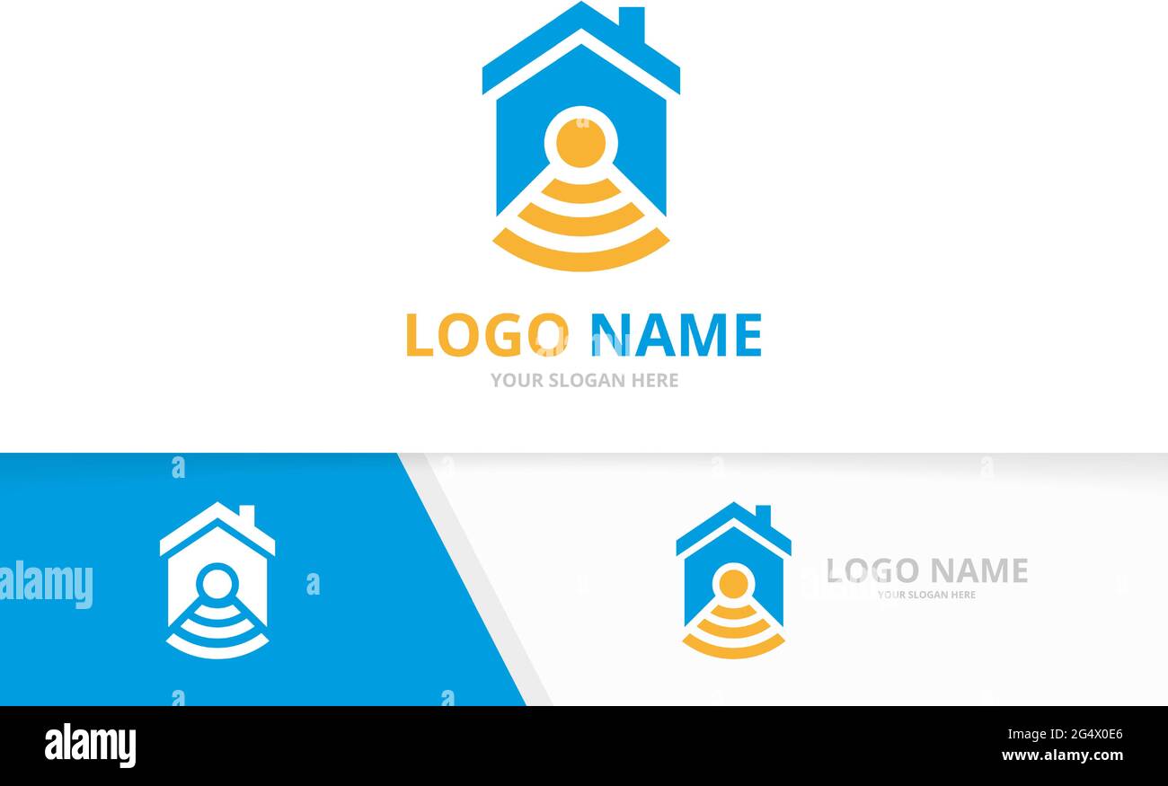 Real estate and wifi logo combination. House and signal logotype design ...