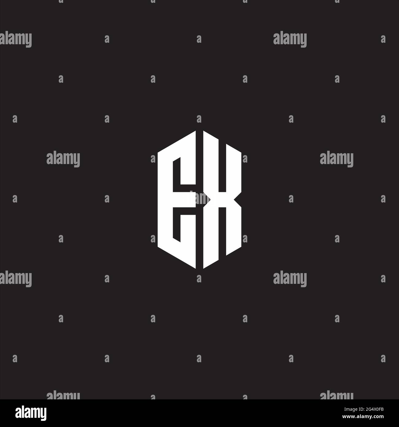 EX Logo monogram with hexagon shape style design template isolated on black background Stock ...