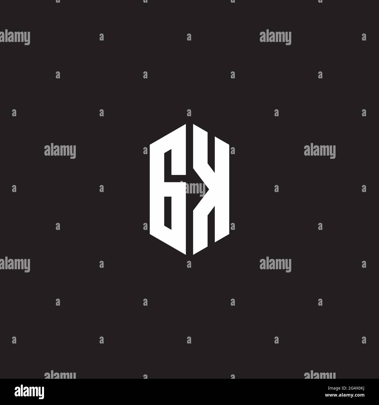GK Logo monogram with hexagon shape style design template isolated on ...
