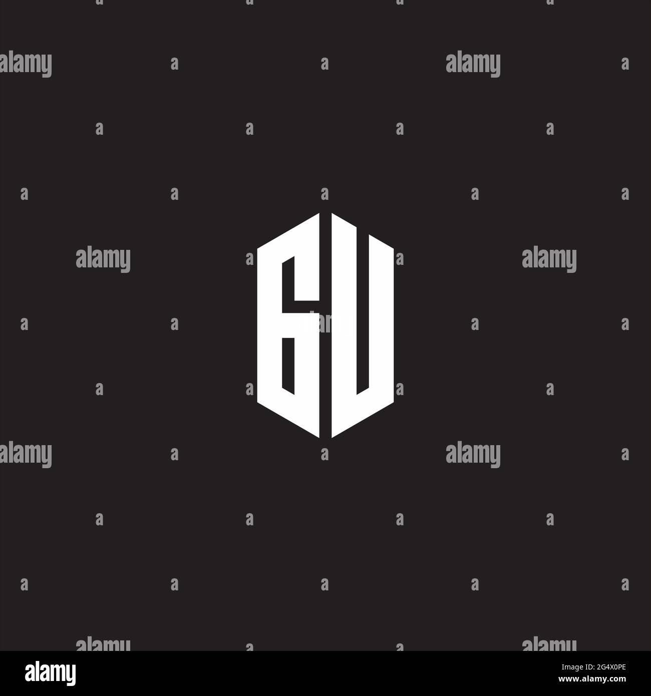 GU Logo monogram with hexagon shape style design template isolated on ...