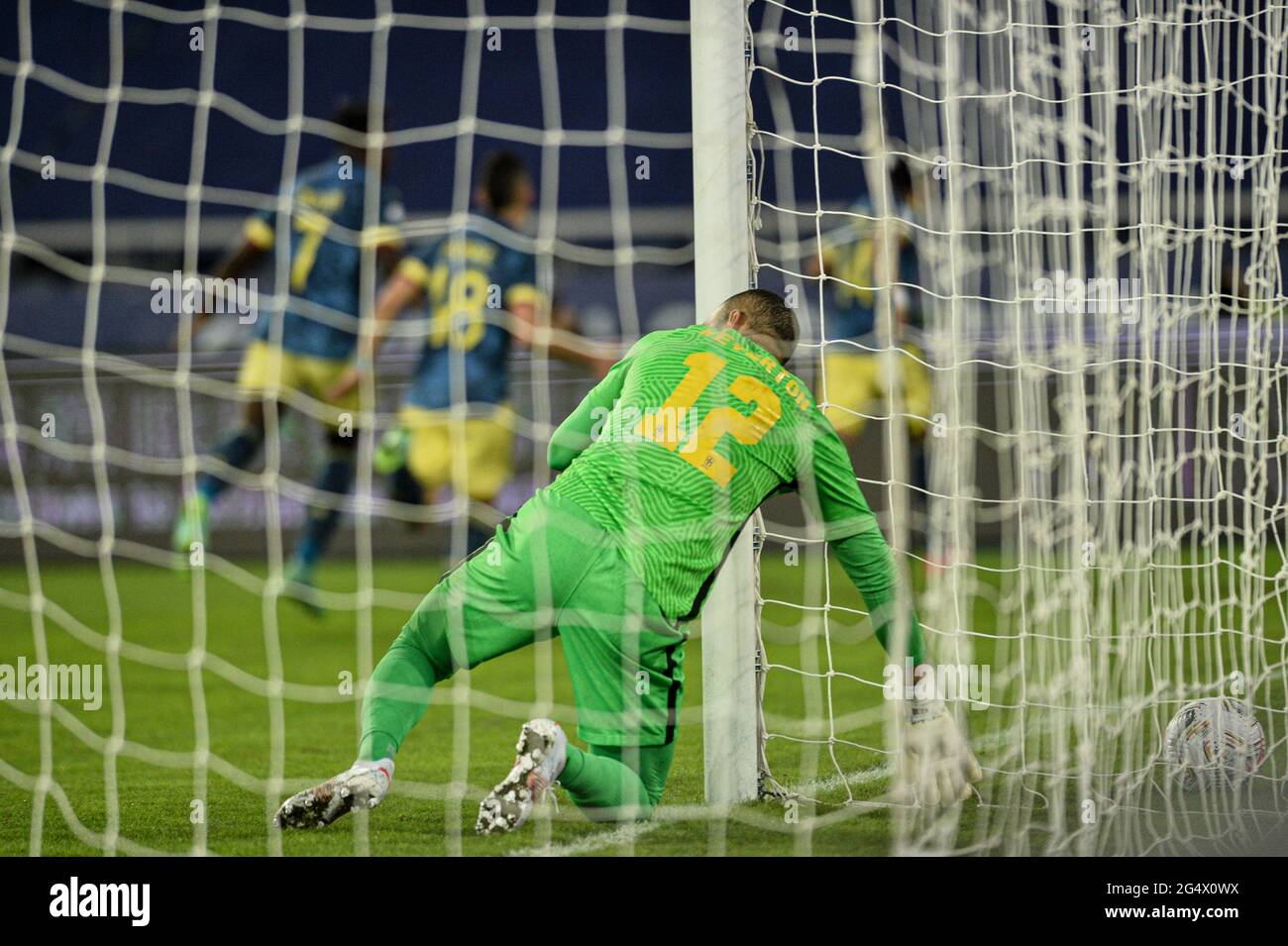 Rio De Janeiro, Brazil. 23rd June, 2021. Luís Diaz scores a goal during ...