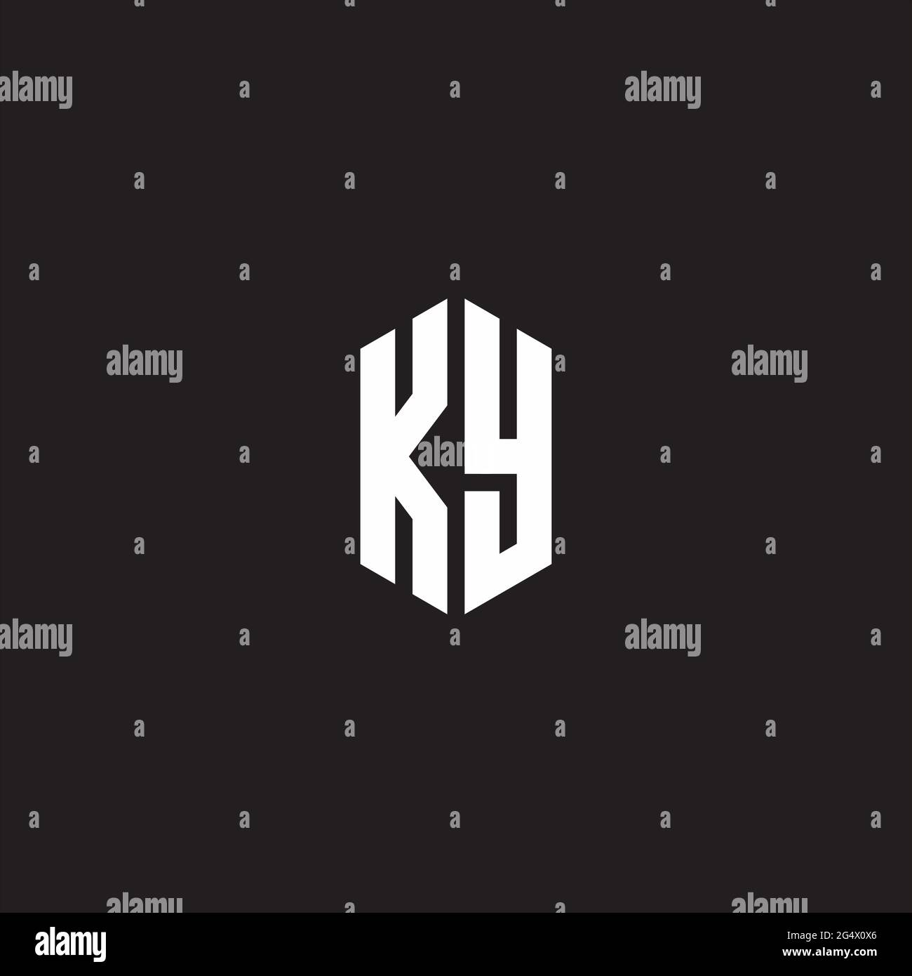 KY Logo monogram with hexagon shape style design template isolated on ...