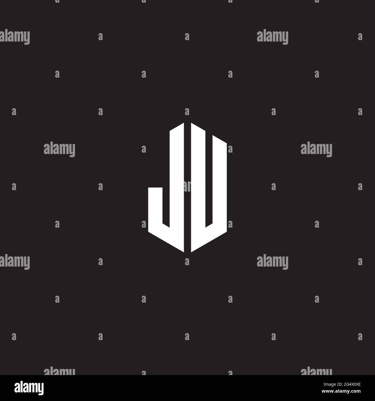 JU Logo monogram with hexagon shape style design template isolated on ...
