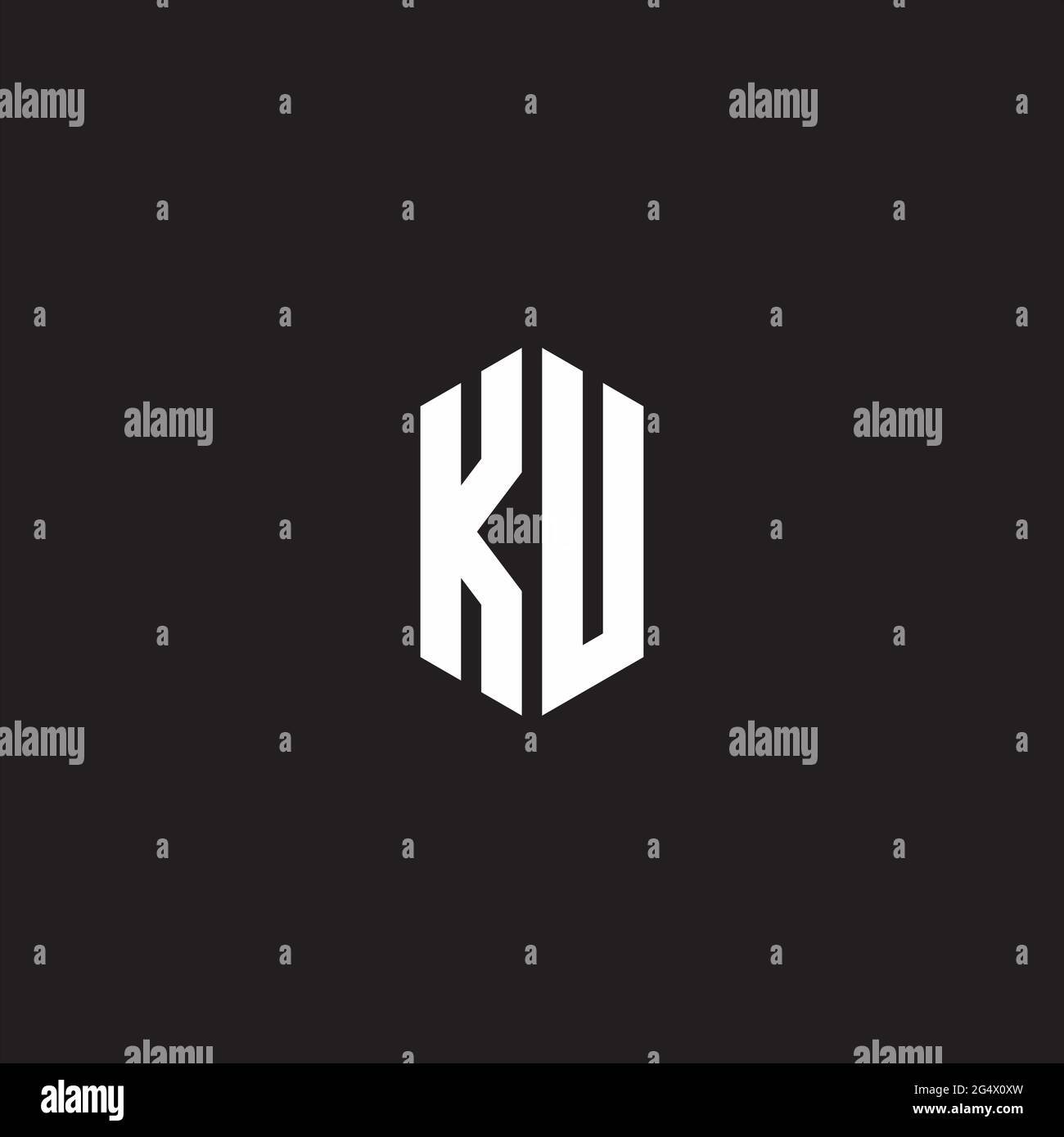 KU Logo monogram with hexagon shape style design template isolated on ...