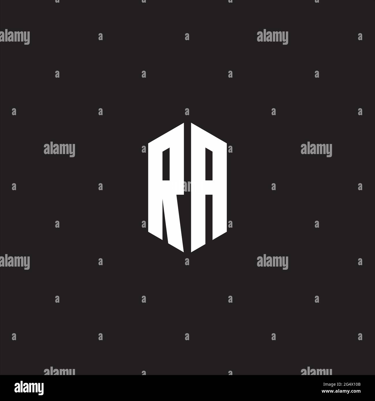 RA Logo monogram with hexagon shape style design template isolated on ...