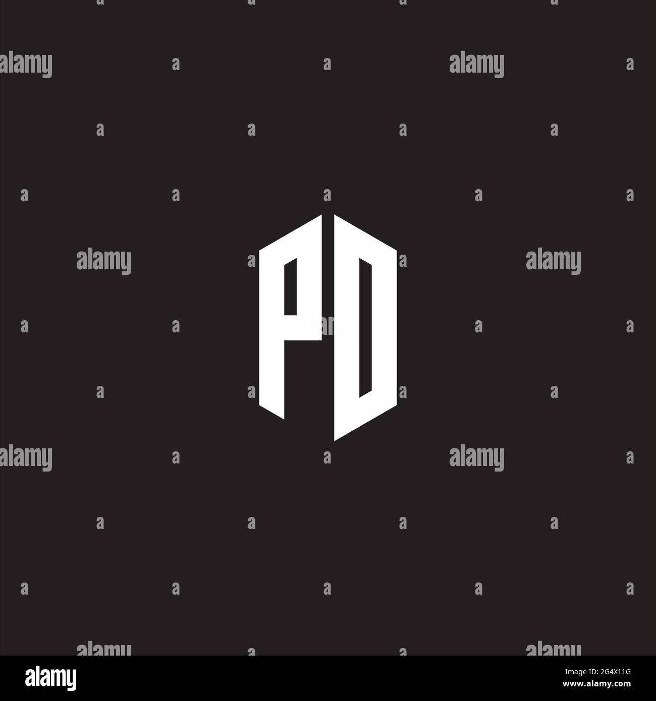 PO Logo monogram with hexagon shape style design template isolated on ...