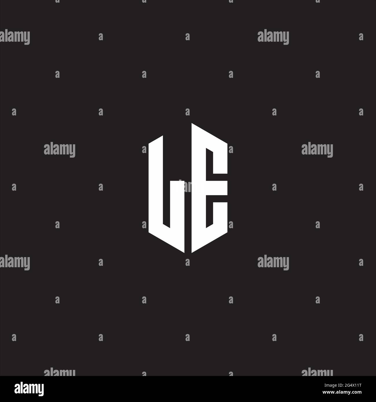 LE Logo monogram with hexagon shape style design template isolated on ...