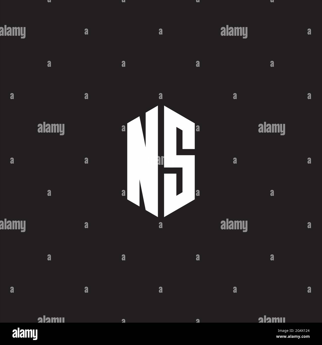 NS Logo monogram with hexagon shape style design template isolated on ...