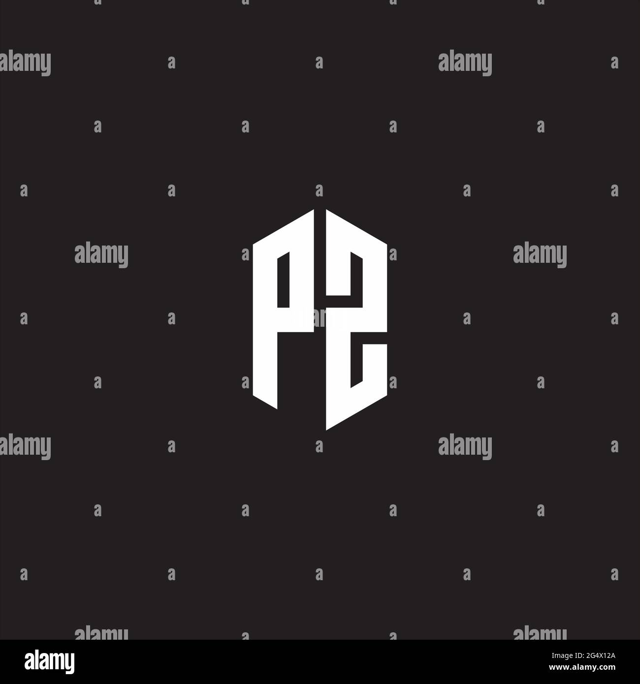 PZ Logo monogram with hexagon shape style design template isolated on black background Stock ...
