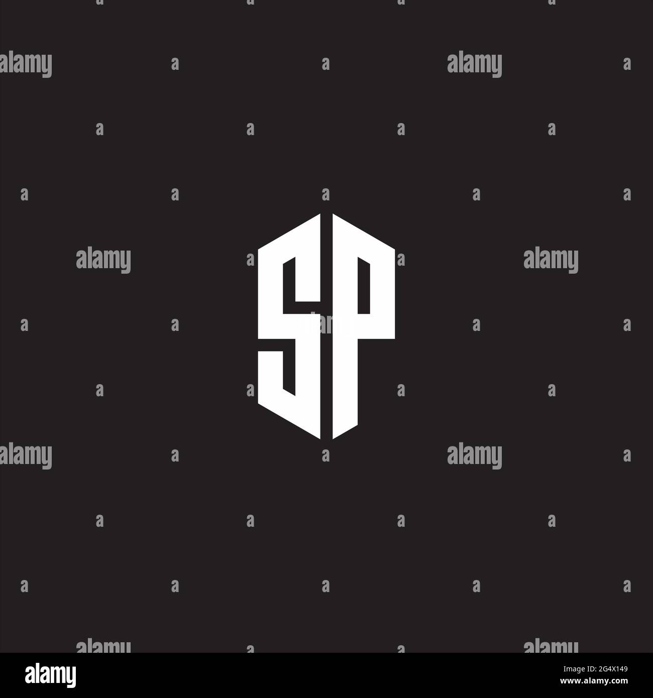 SP Logo monogram with hexagon shape style design template isolated on ...