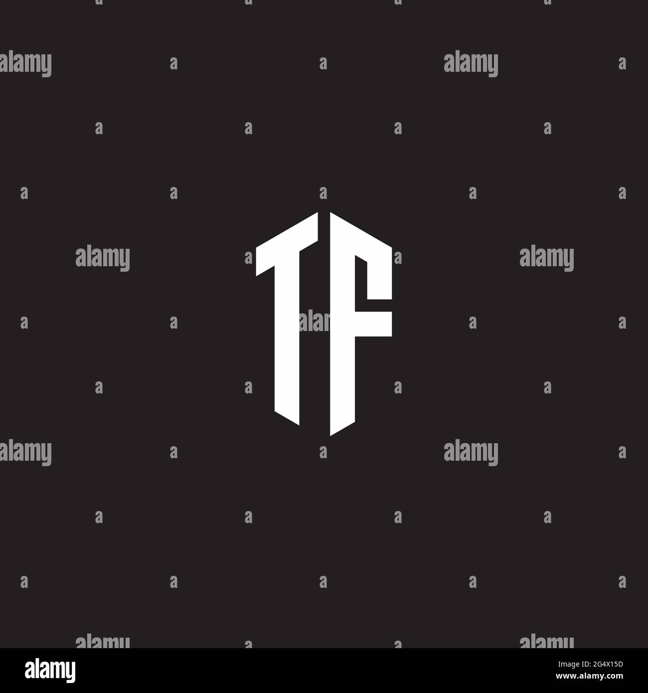 TF Logo monogram with hexagon shape style design template isolated on black background Stock ...