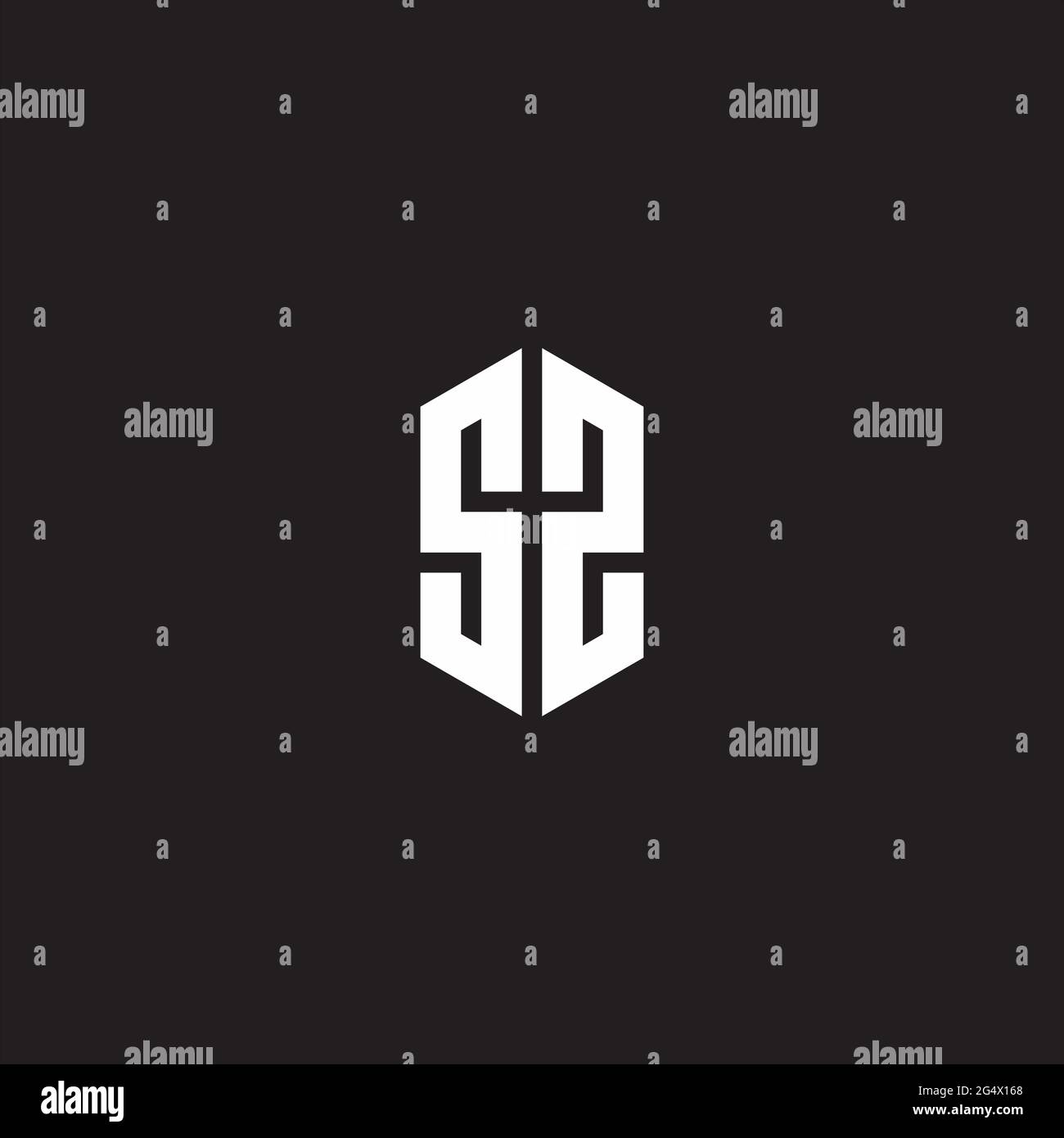 SZ Logo monogram with hexagon shape style design template isolated on black background Stock ...