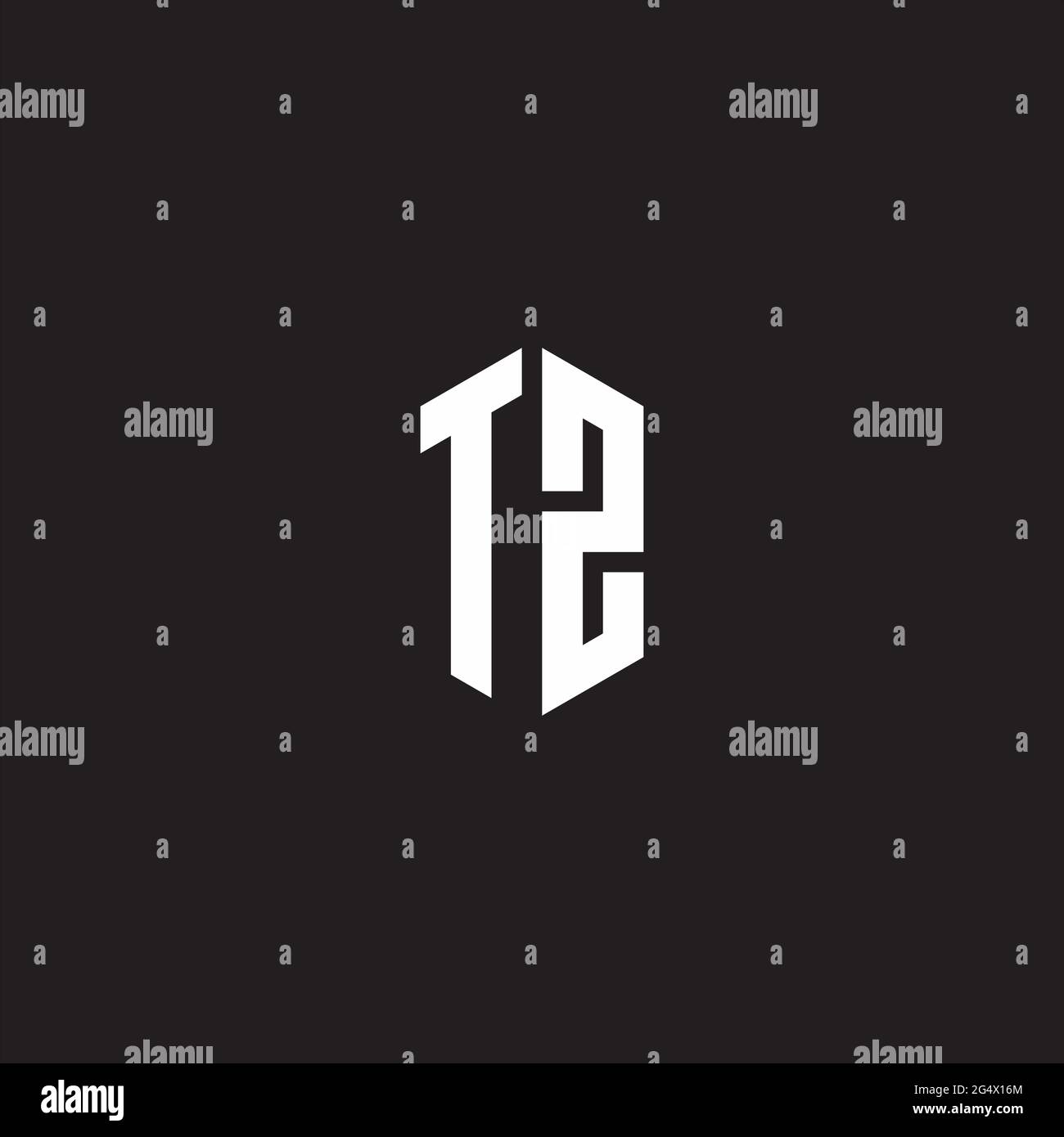 TZ Logo monogram with hexagon shape style design template isolated on black background Stock ...