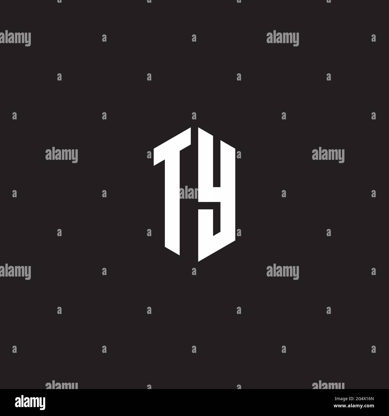 TY Logo monogram with hexagon shape style design template isolated on ...