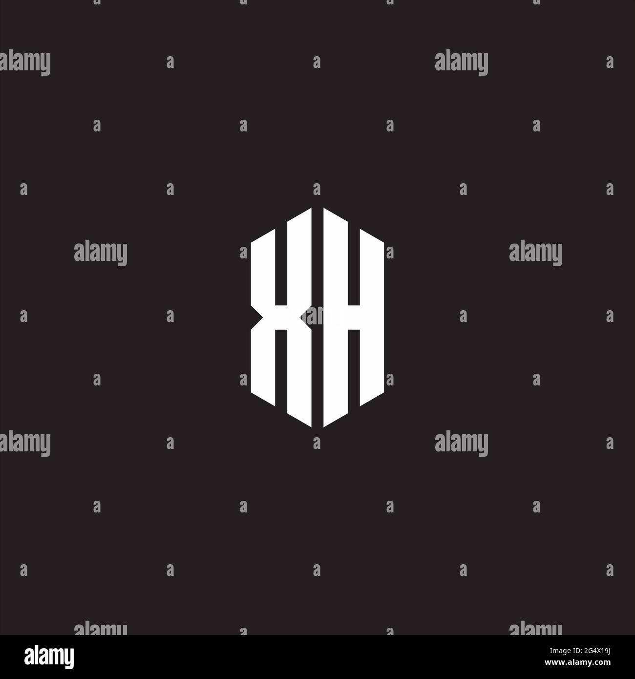 XH Logo monogram with hexagon shape style design template isolated on ...