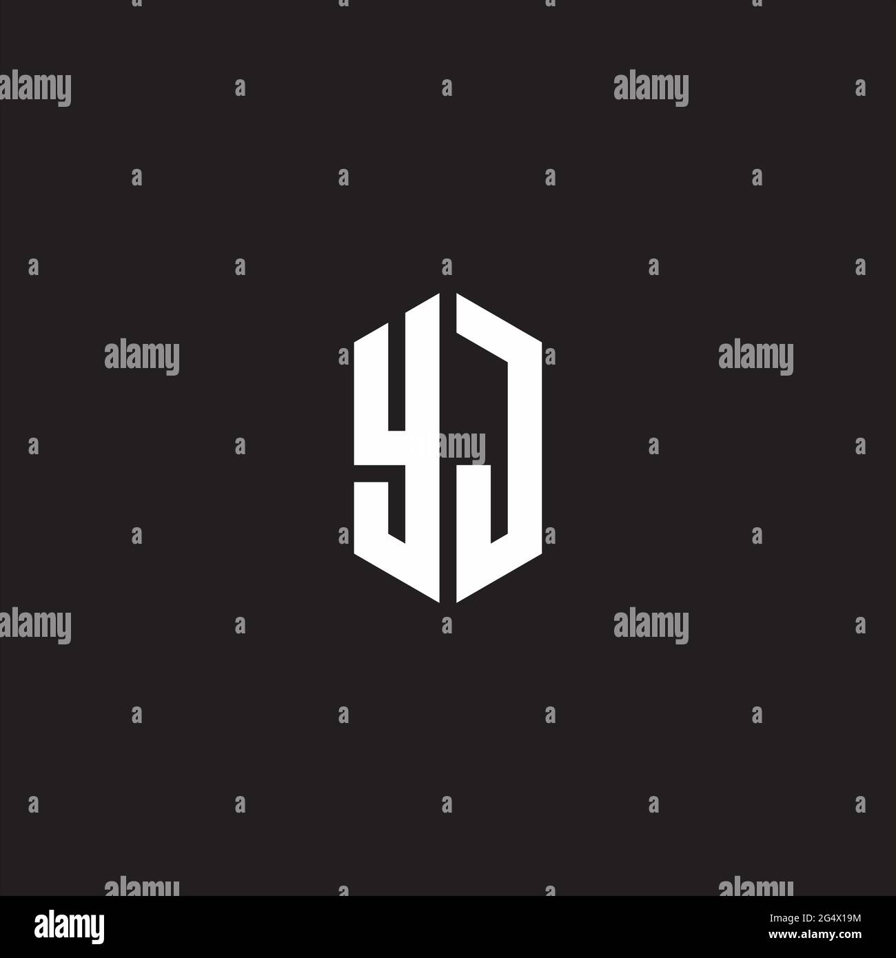 YJ Logo monogram with hexagon shape style design template isolated on black background Stock ...