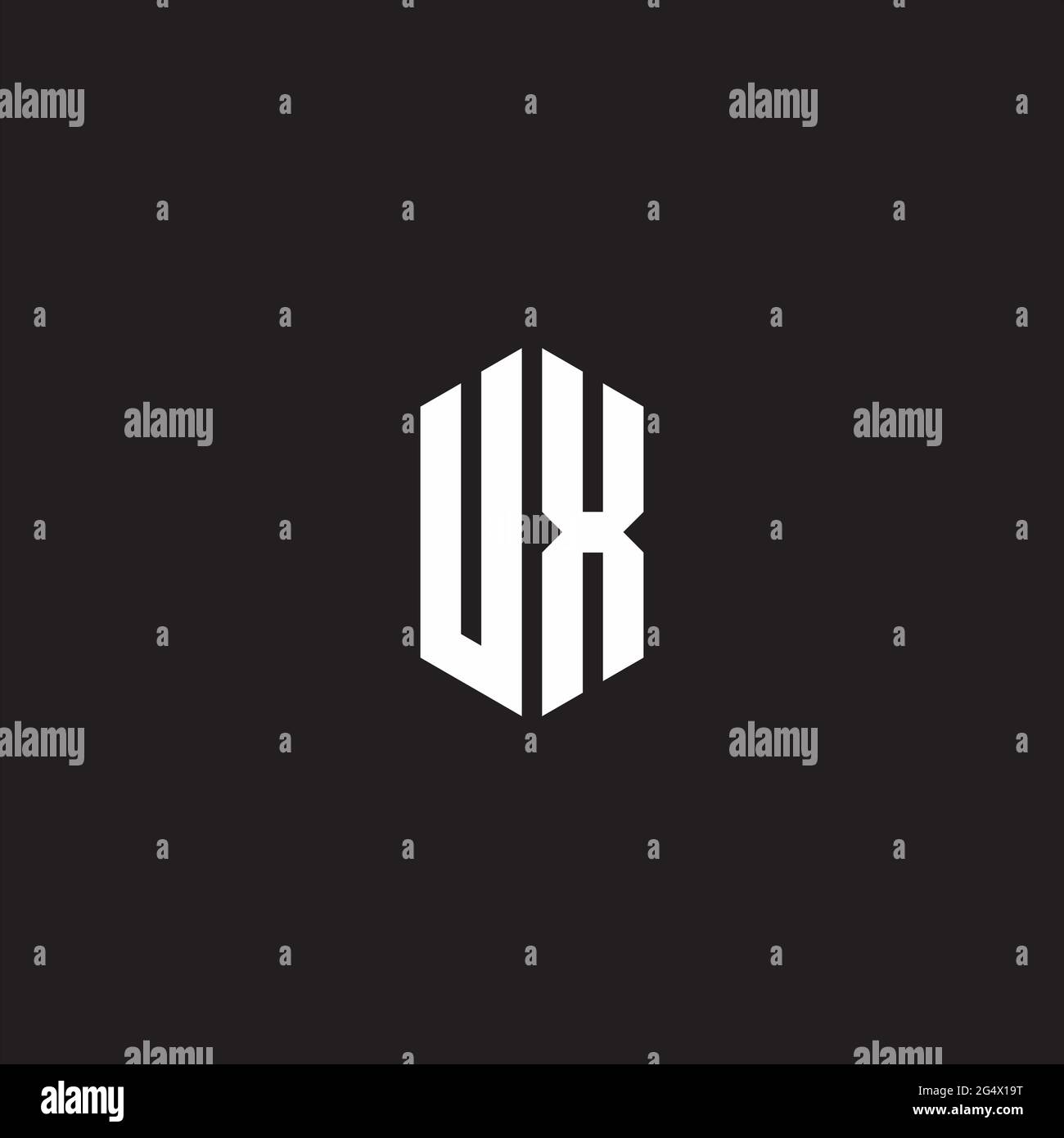 UX Logo monogram with hexagon shape style design template isolated on black background Stock ...