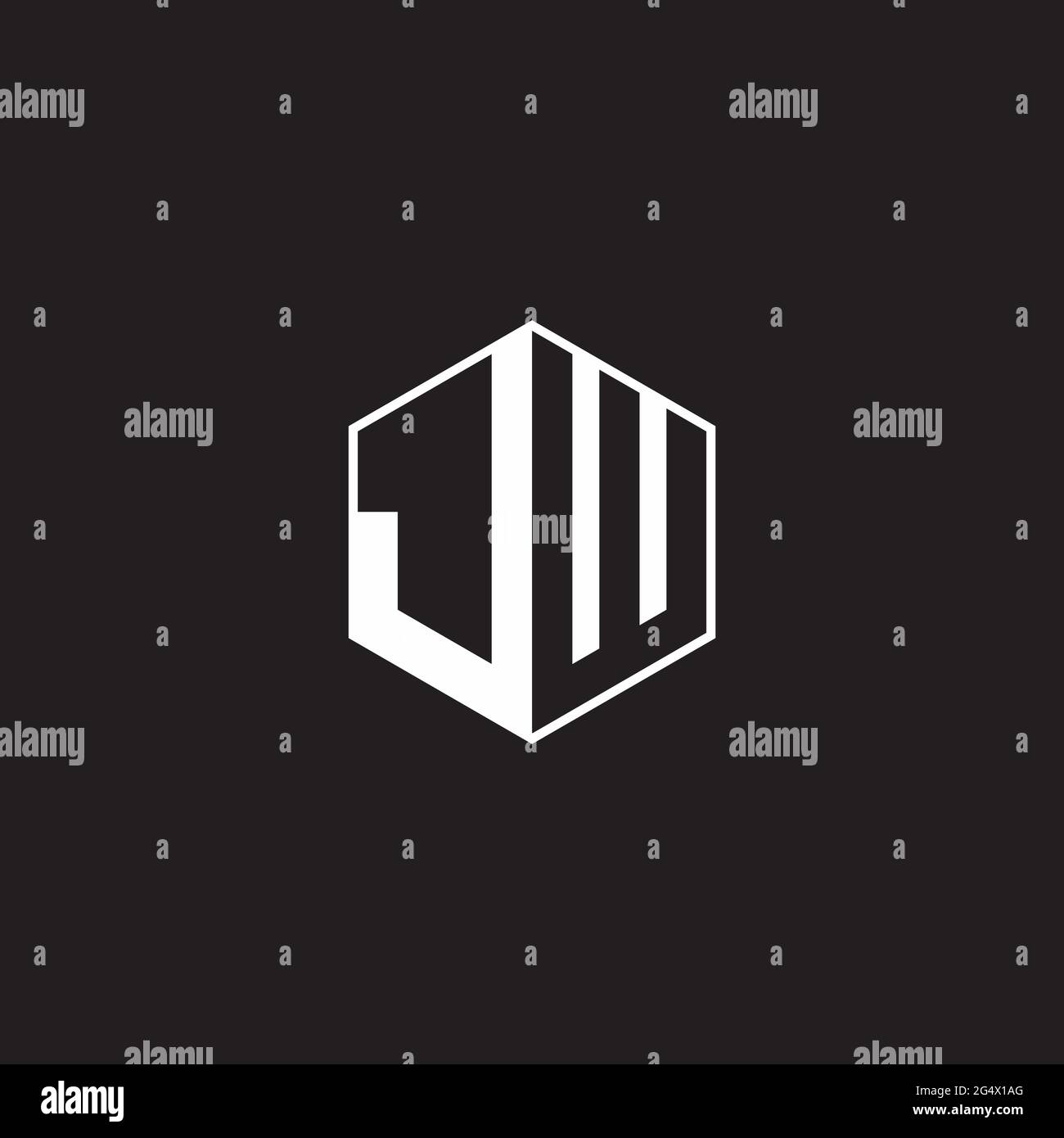 JW J W WJ Logo monogram hexagon with black background negative space ...