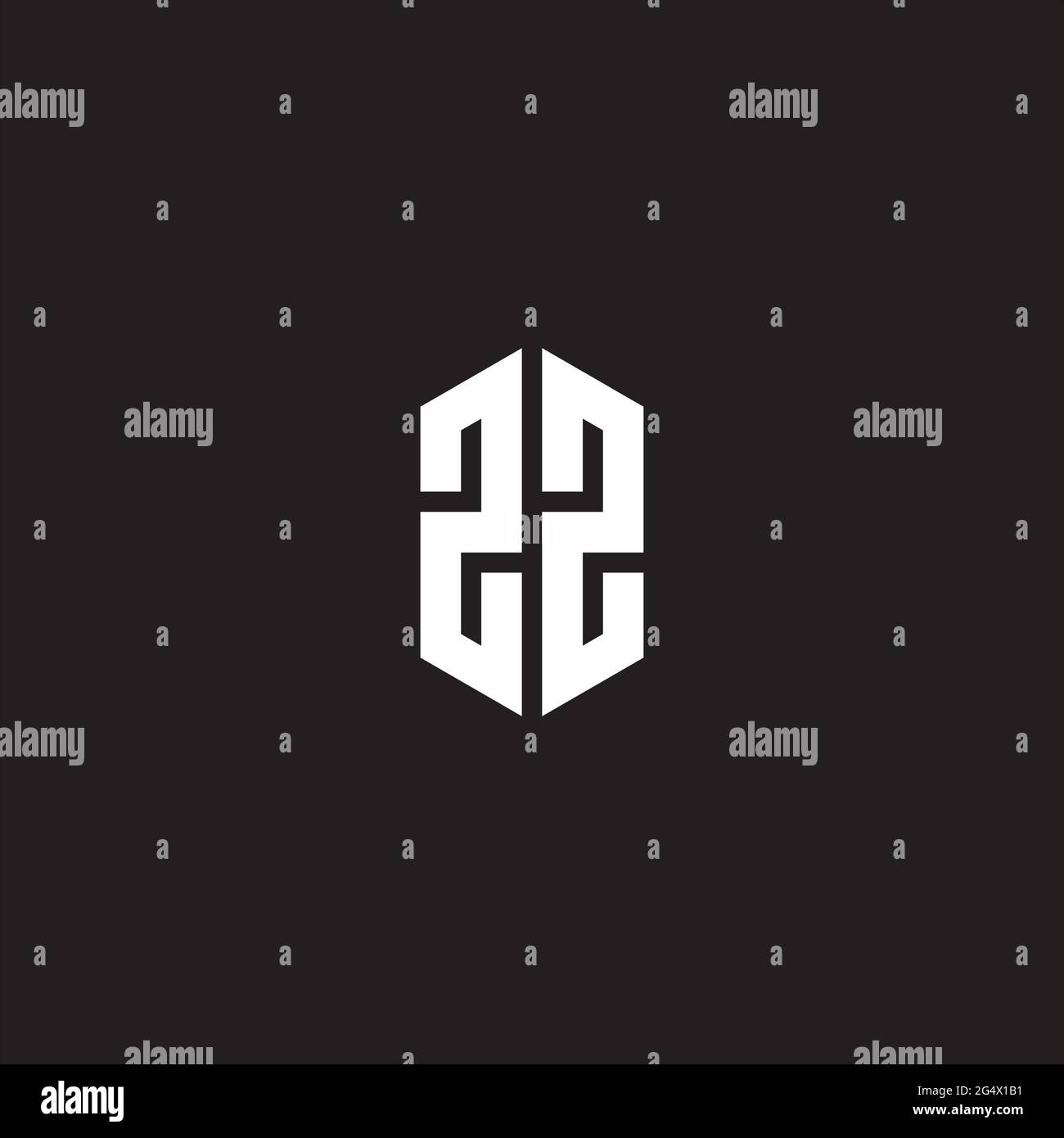 ZZ Logo monogram with hexagon shape style design template isolated on ...
