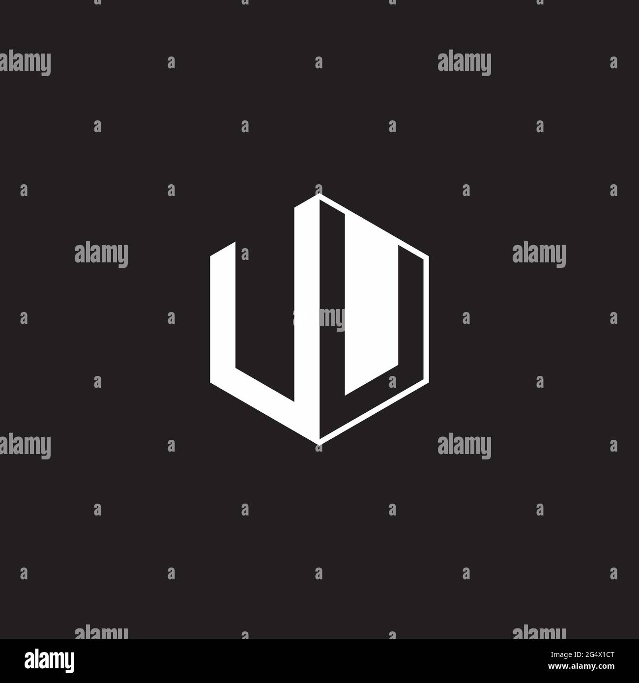 UU U Logo monogram hexagon with black background negative space style ...