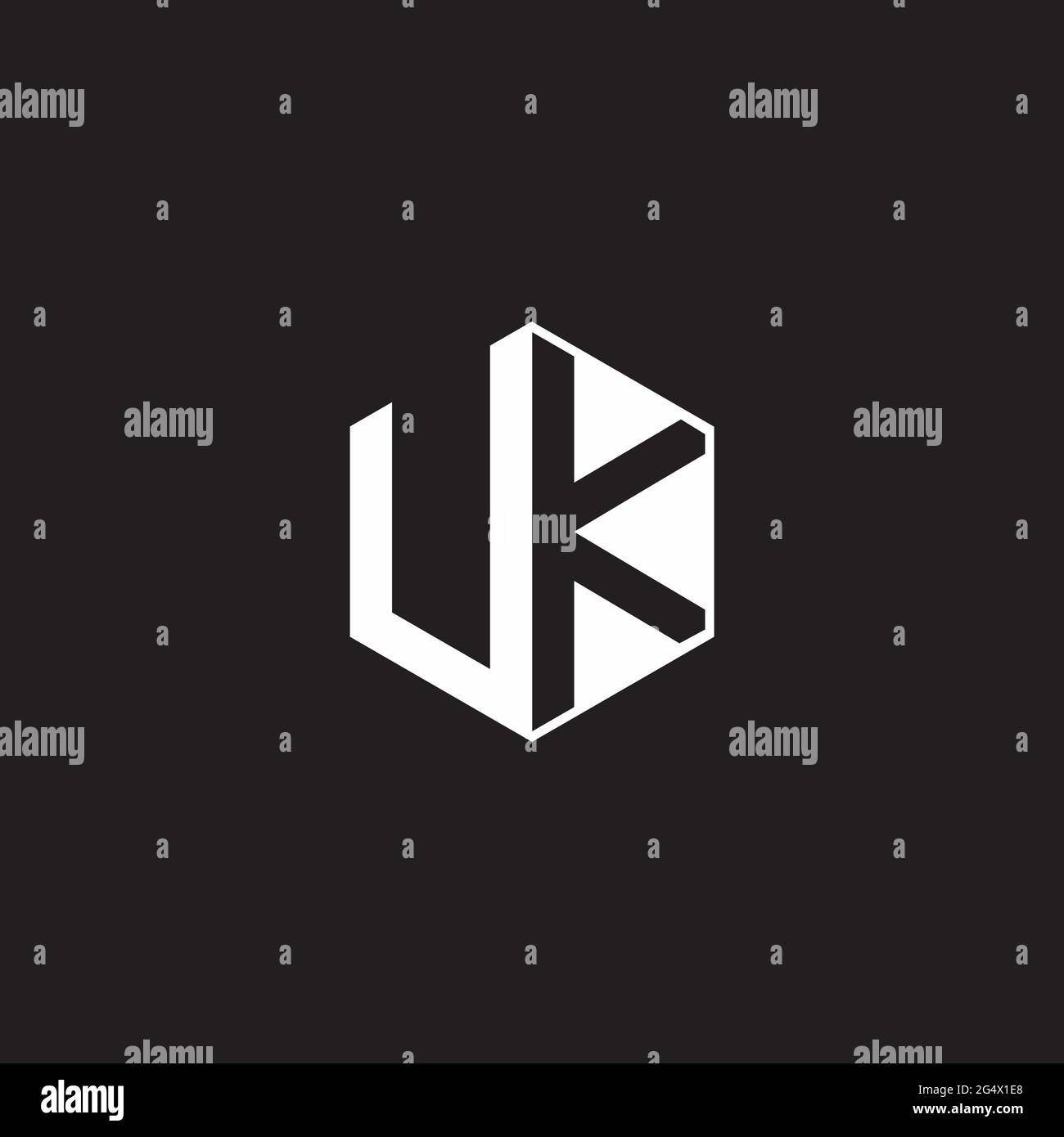 UK U K KU Logo monogram hexagon with black background negative space ...