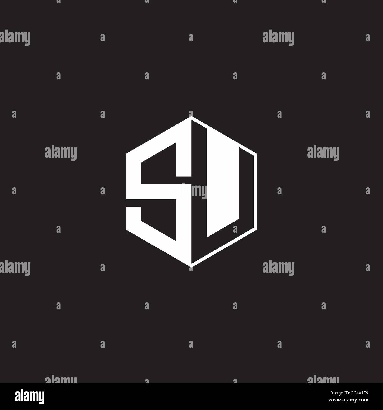 SU S U US Logo monogram hexagon with black background negative space ...