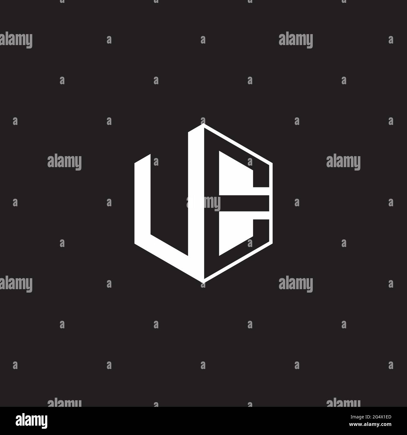 UE U E EU Logo monogram hexagon with black background negative space ...