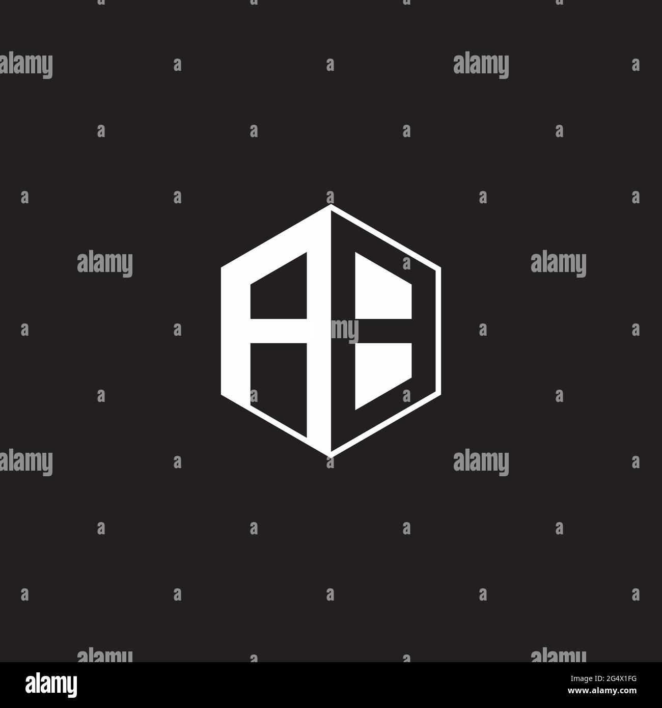 AB A B BA Logo monogram hexagon with black background negative space ...