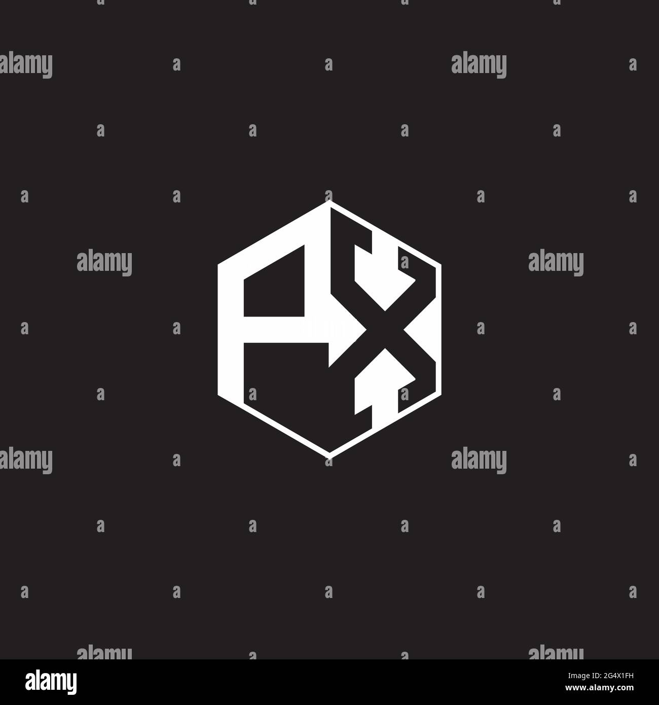 PX Logo monogram hexagon with black background negative space style Stock Vector Image & Art - Alamy