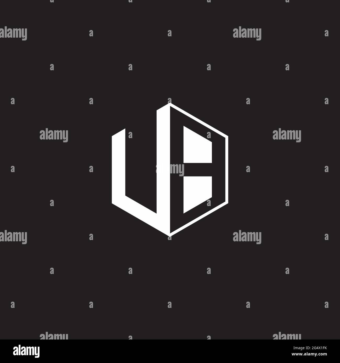 UB U B BU Logo monogram hexagon with black background negative space ...