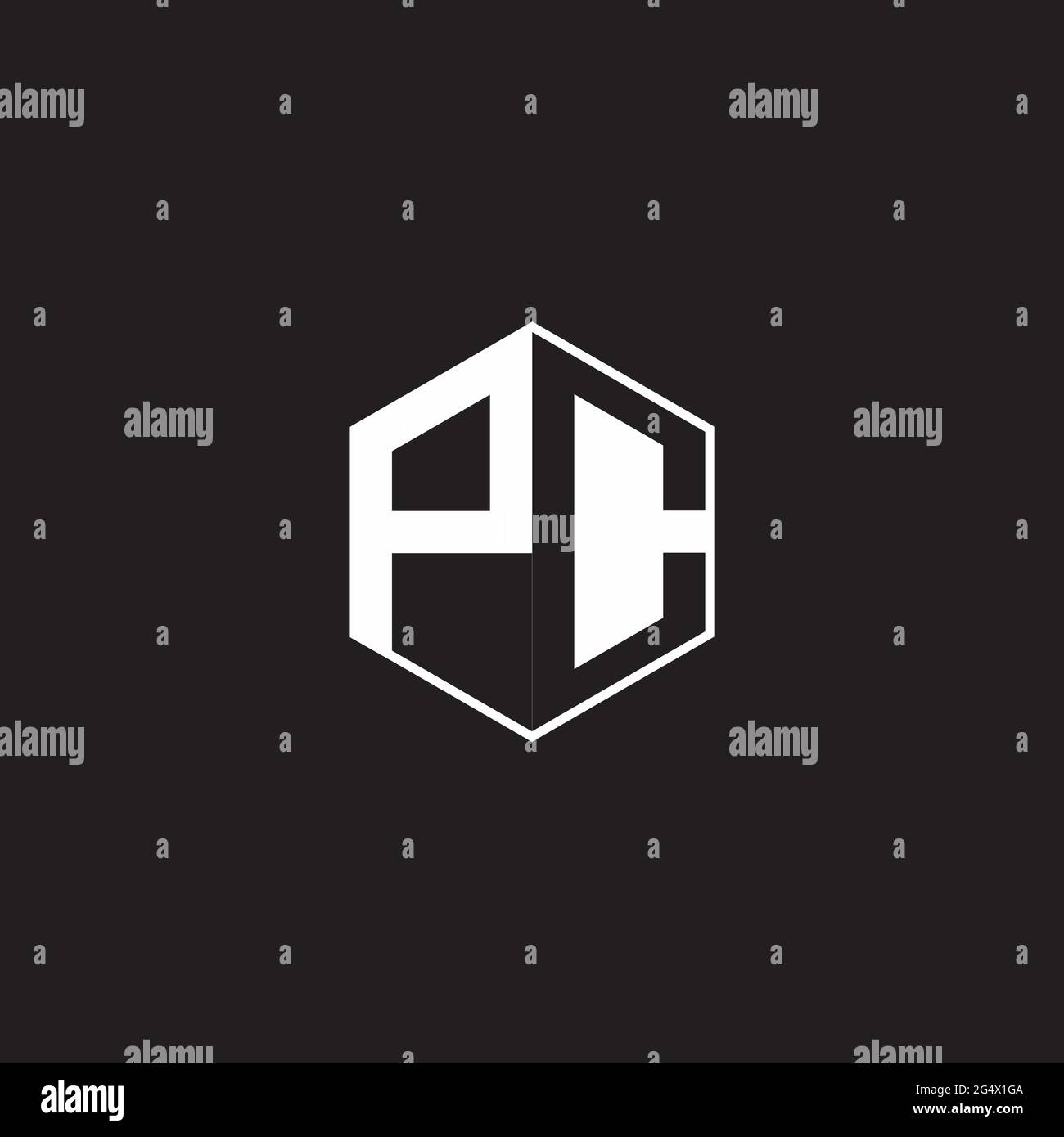 PC P C CP Logo monogram hexagon with black background negative space ...