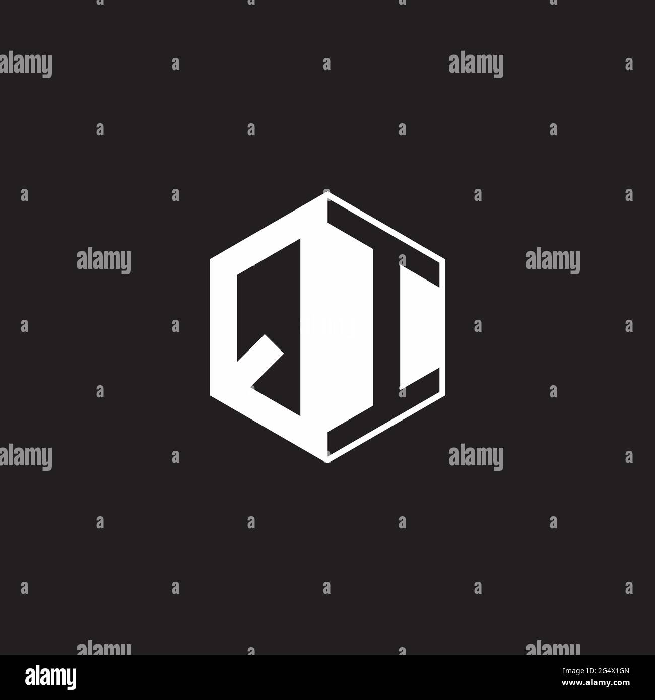 QI Q I IQ Logo monogram hexagon with black background negative space ...