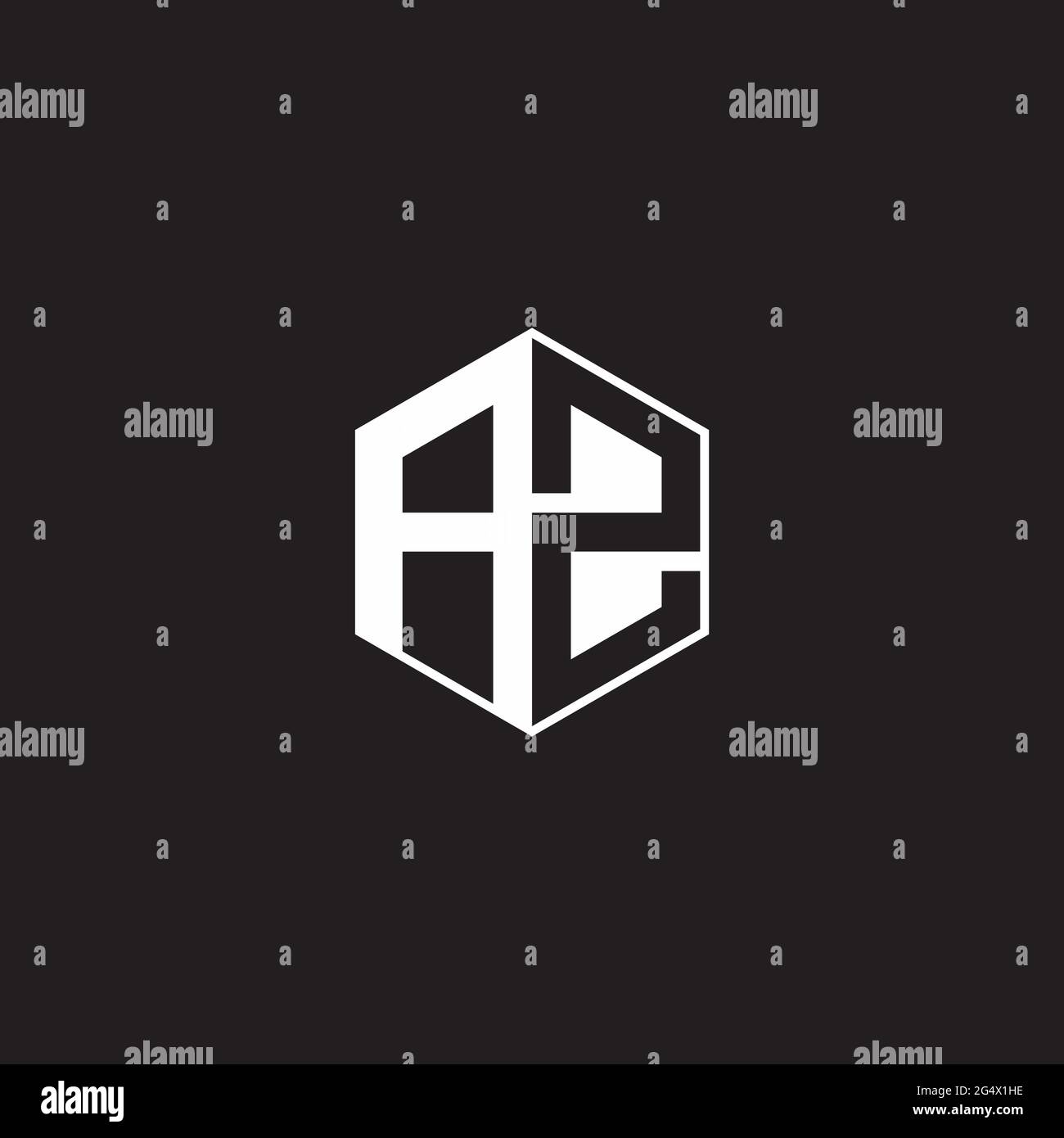 AZ A Z ZA Logo monogram hexagon with black background negative space ...