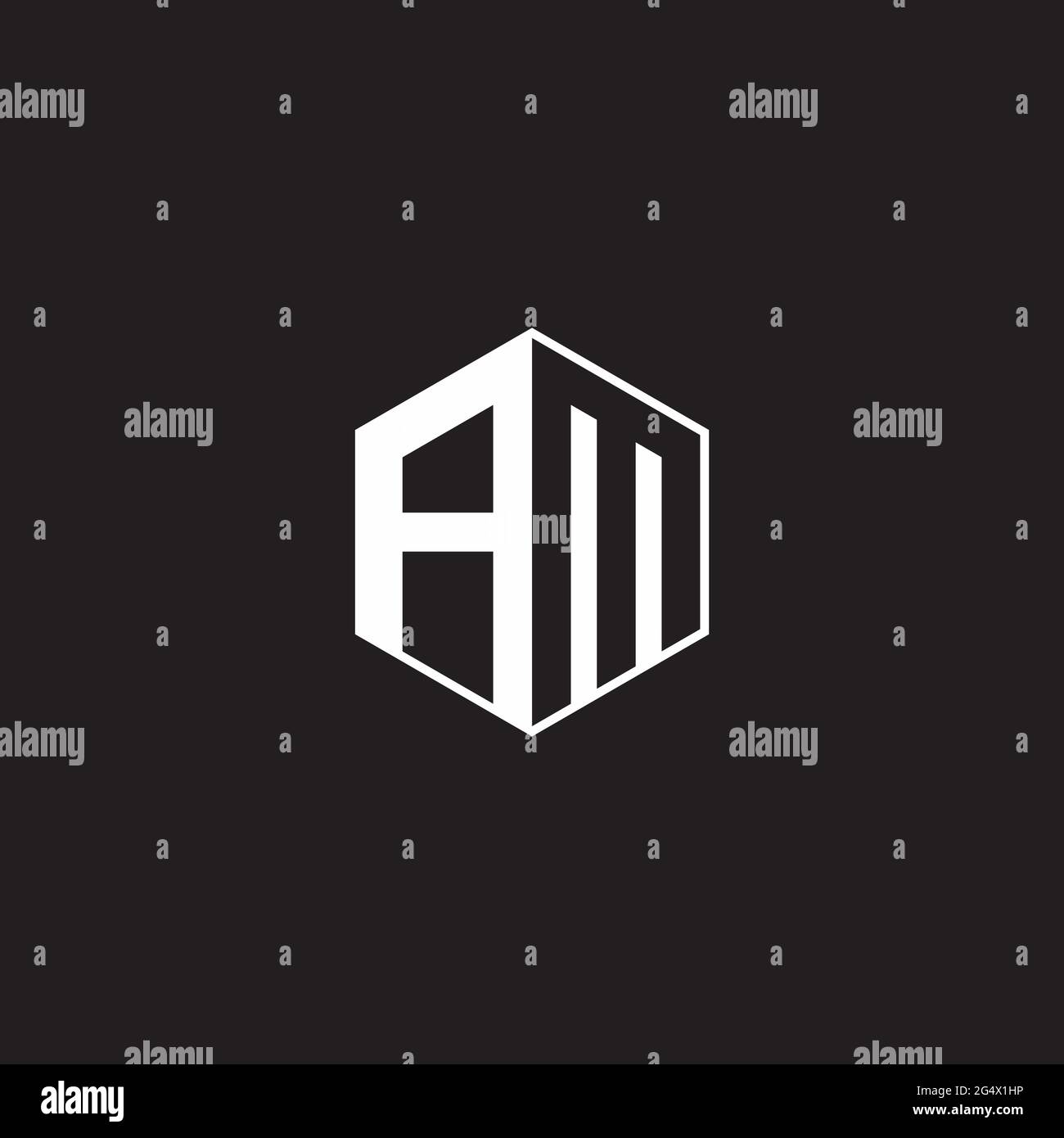 AM A M MA Logo monogram hexagon with black background negative space ...