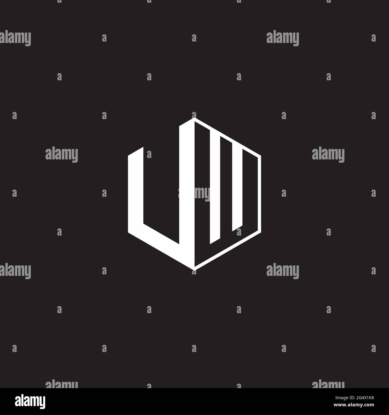 UW U W WU Logo monogram hexagon with black background negative space ...