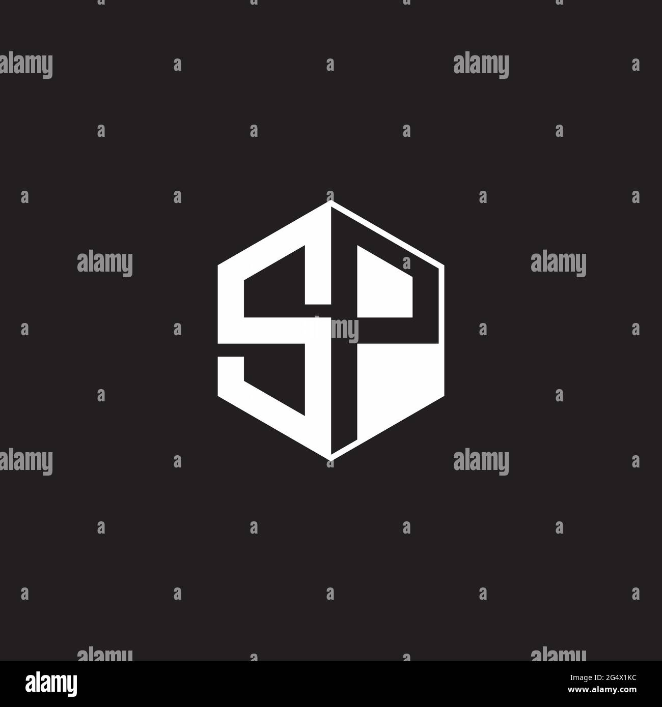 SP S P PS Logo monogram hexagon with black background negative space ...