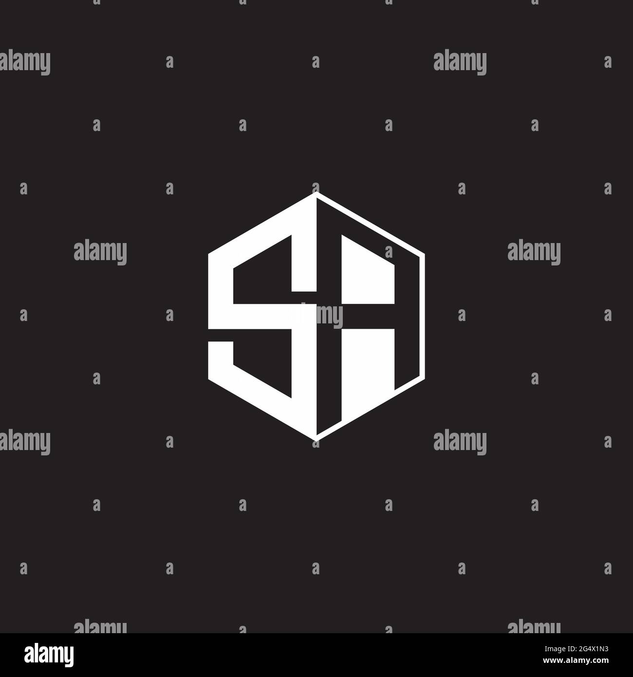 SA S A AS Logo monogram hexagon with black background negative space ...