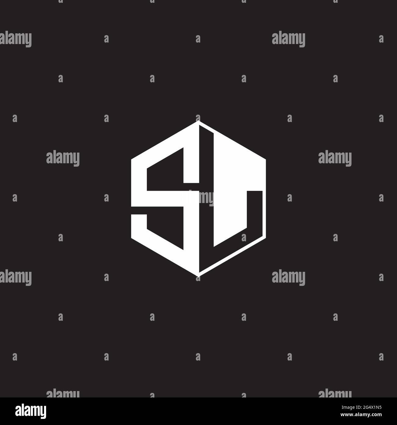 SL L S LS Logo monogram hexagon with black background negative space ...