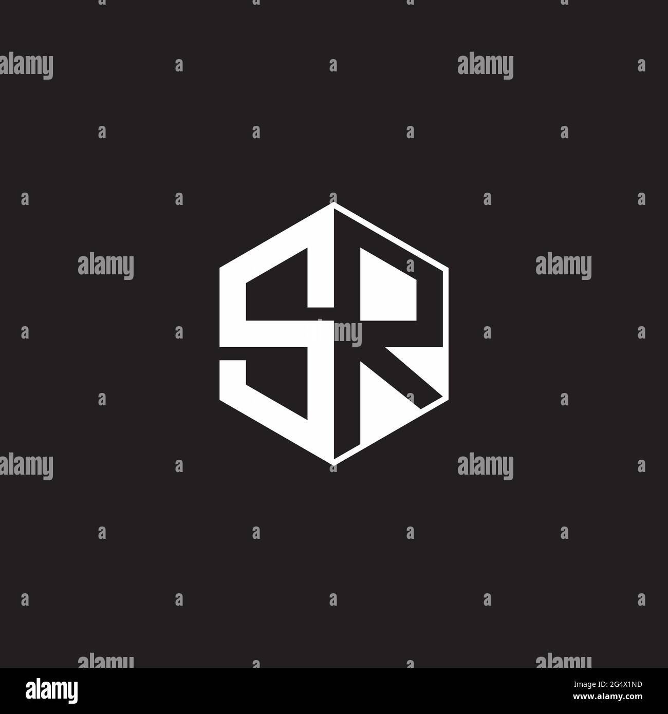 SR S R RS Logo monogram hexagon with black background negative space ...