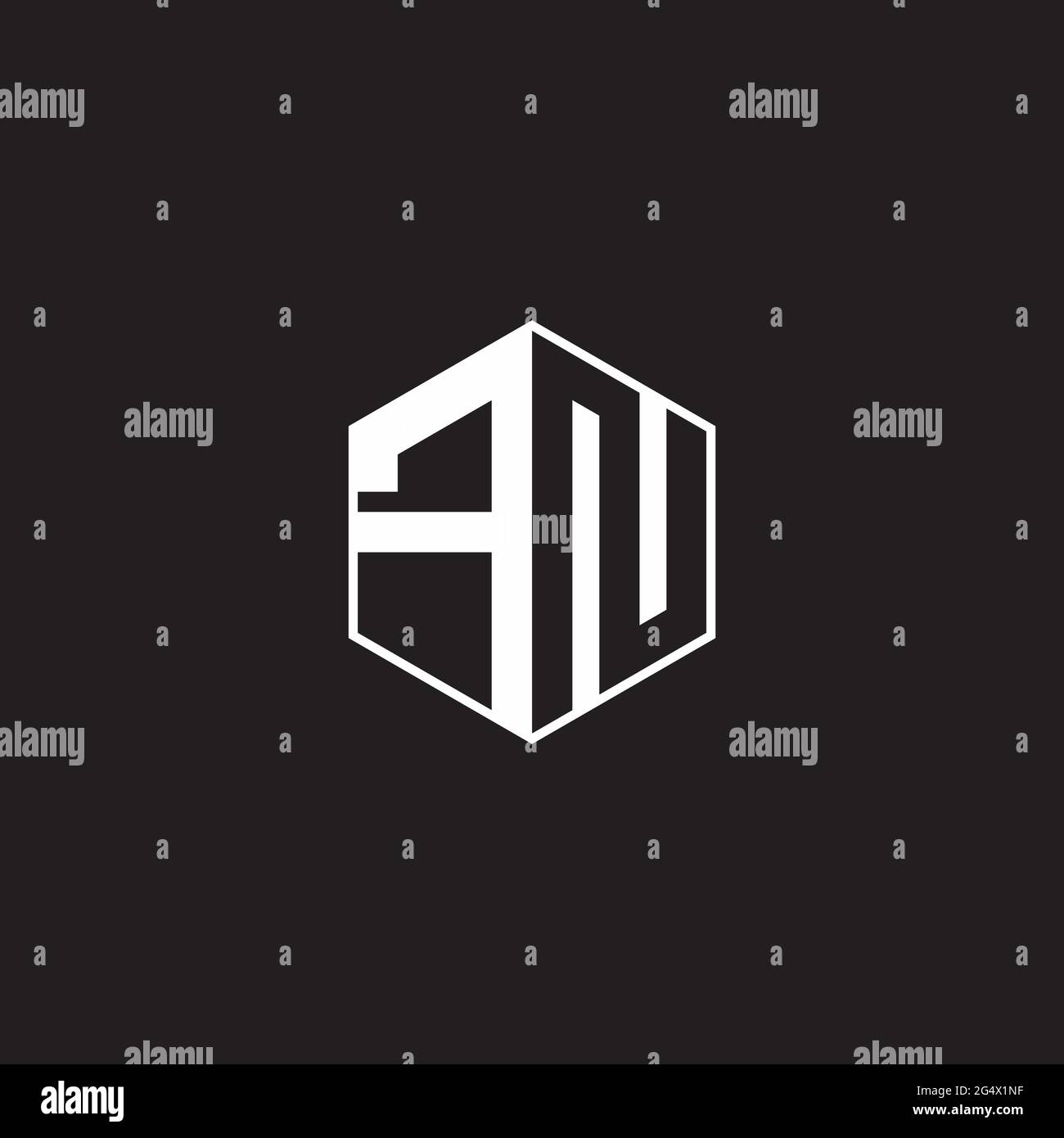 FN F N NF Logo monogram hexagon with black background negative space ...