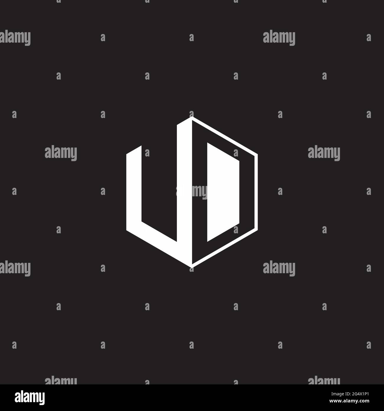 UD U D DU Logo monogram hexagon with black background negative space ...