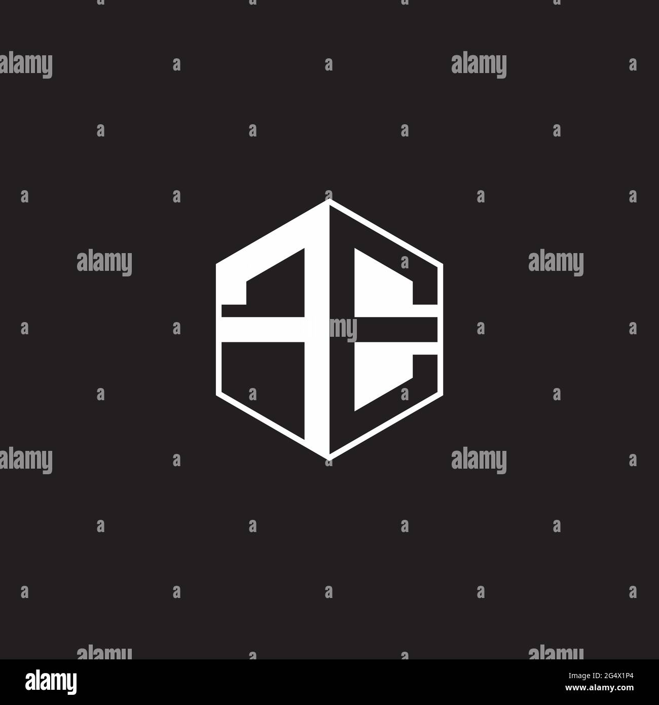 FE F E EF Logo monogram hexagon with black background negative space ...