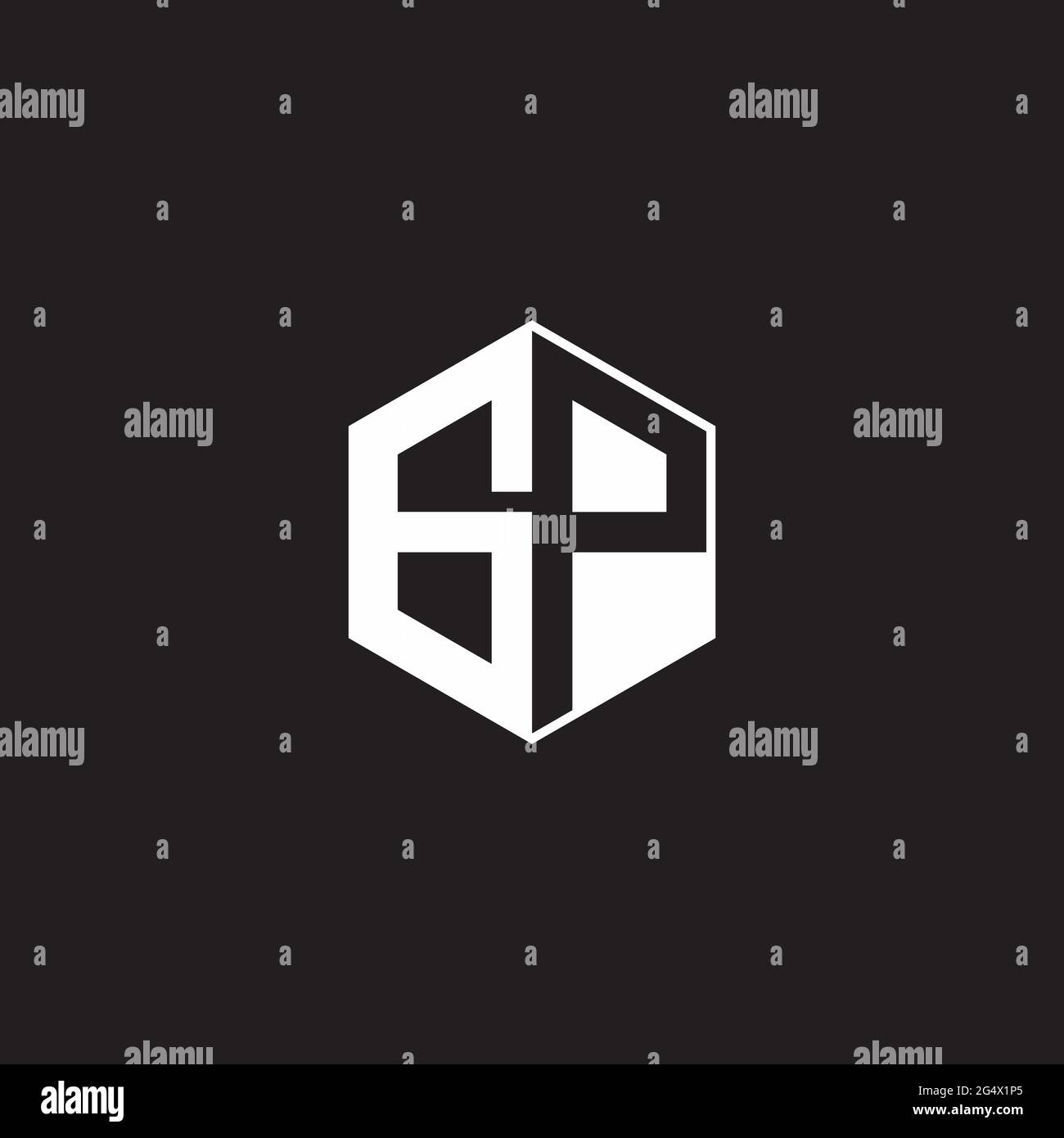 GP G P PG Logo monogram hexagon with black background negative space ...