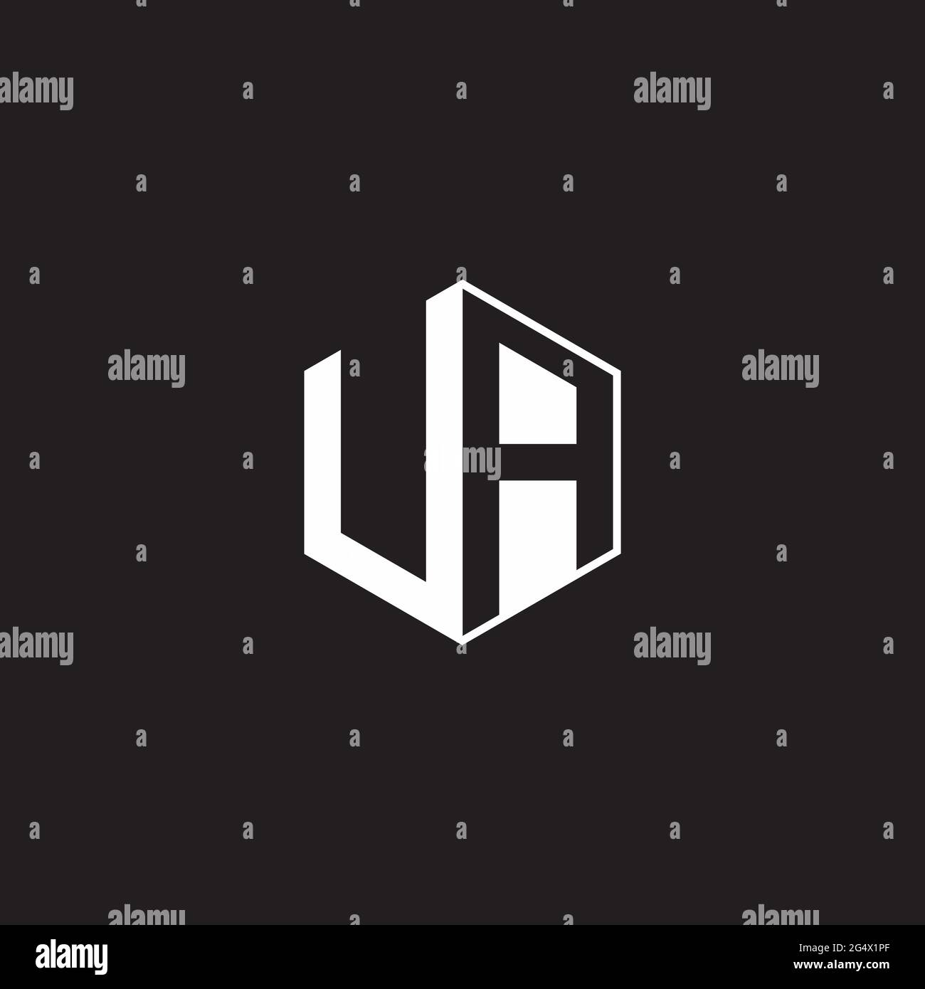UA U A AU Logo monogram hexagon with black background negative space ...