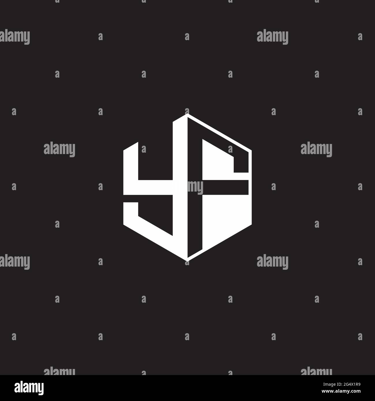 YF Y F FY Logo monogram hexagon with black background negative space ...