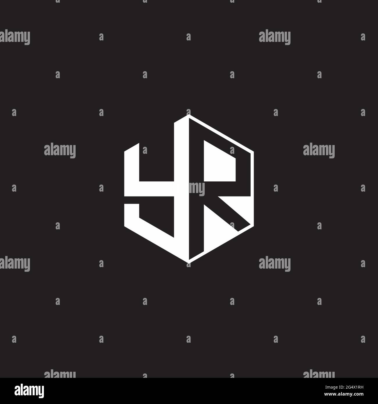 YR Y R RY Logo monogram hexagon with black background negative space ...