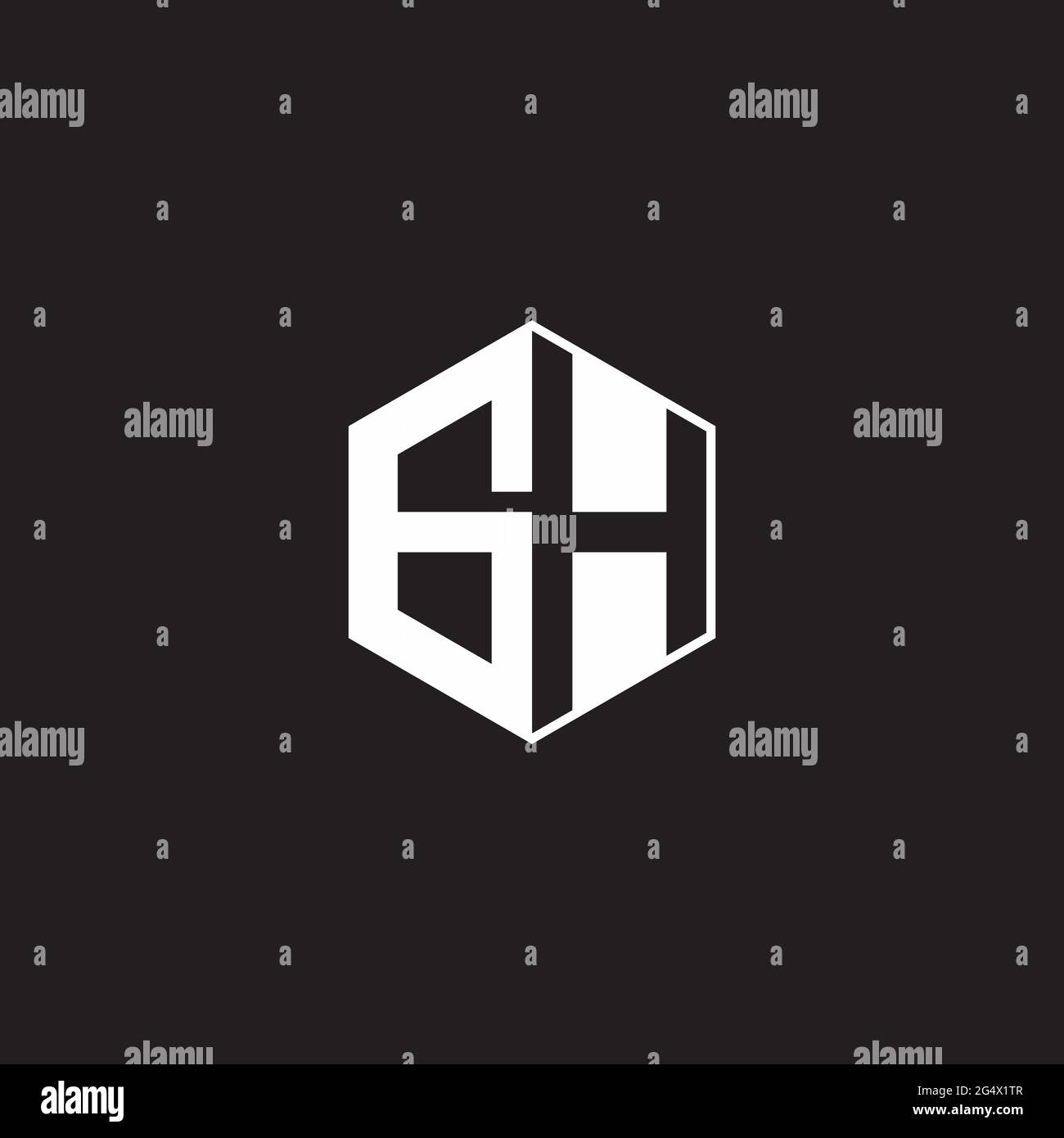GH G H HG Logo monogram hexagon with black background negative space ...